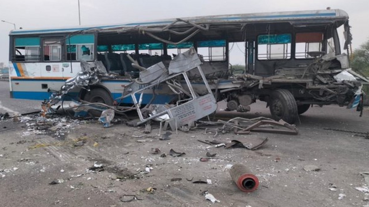 Rajasthan roadways bus collides with trailer, claims three lives